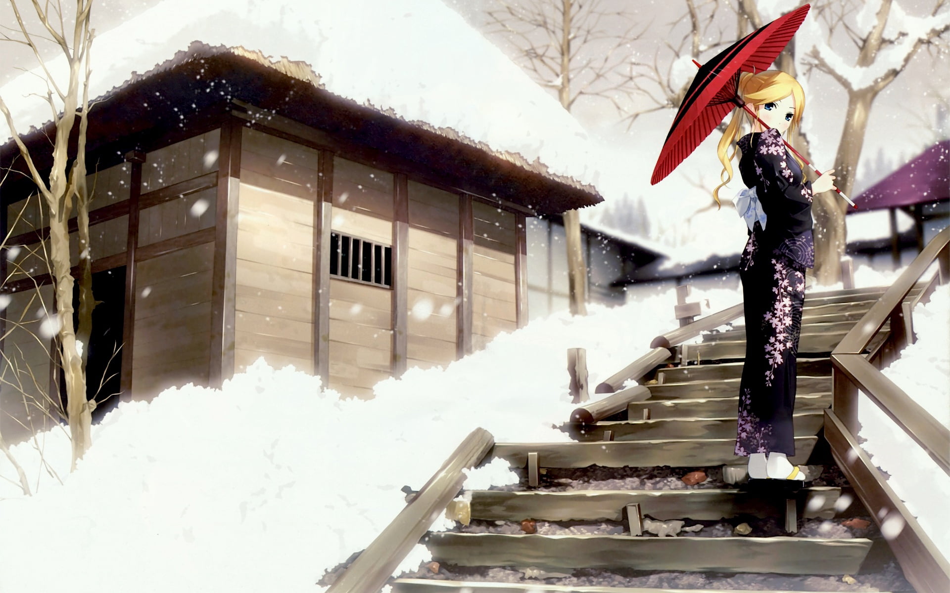 day, 1080P, winter, cold - Temperature, side view, house, steps and ...