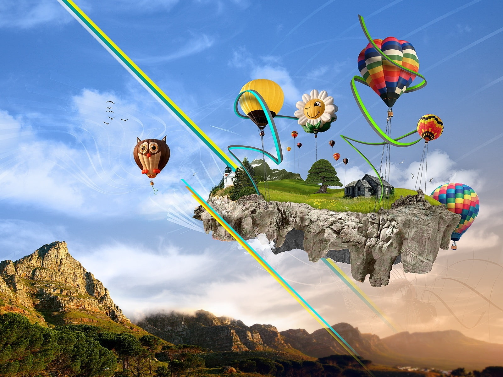 Flying, Island, 720P HD Wallpaper