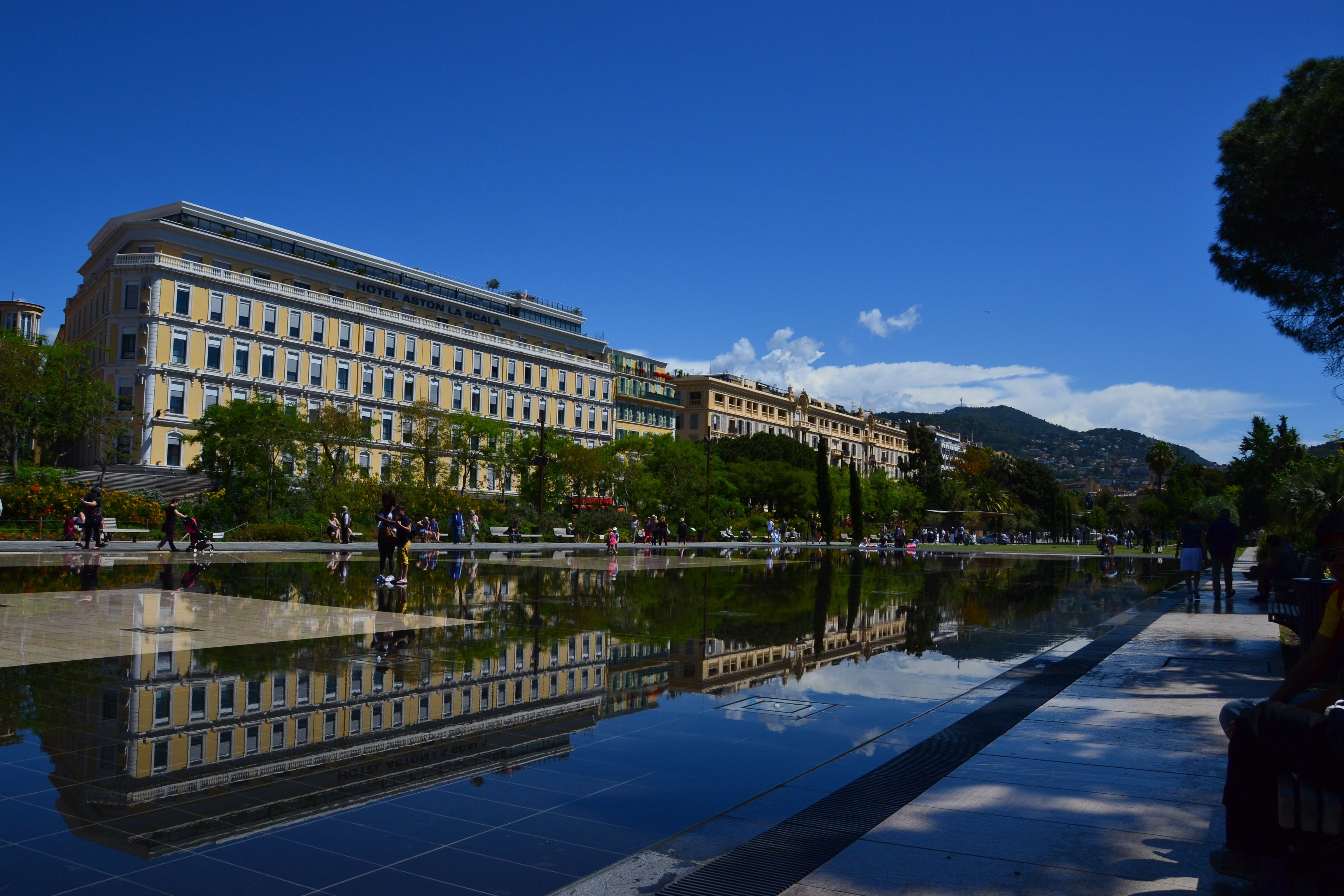 outdoors, reflecting pool, lake, france, city, nice, cidade, reflection ...