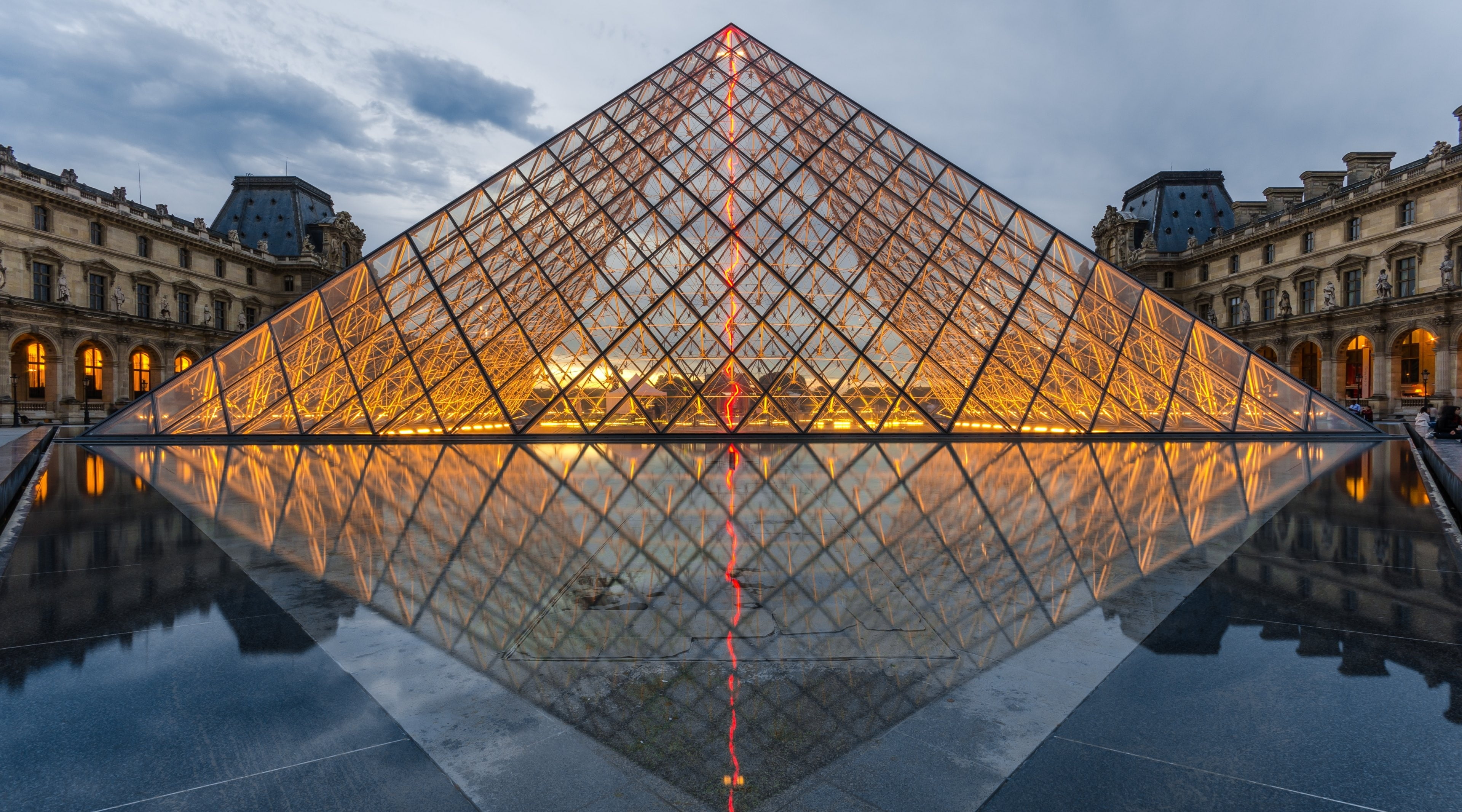4K, monument, paris, desktop, river, pyramid, louvre, seine, france ...
