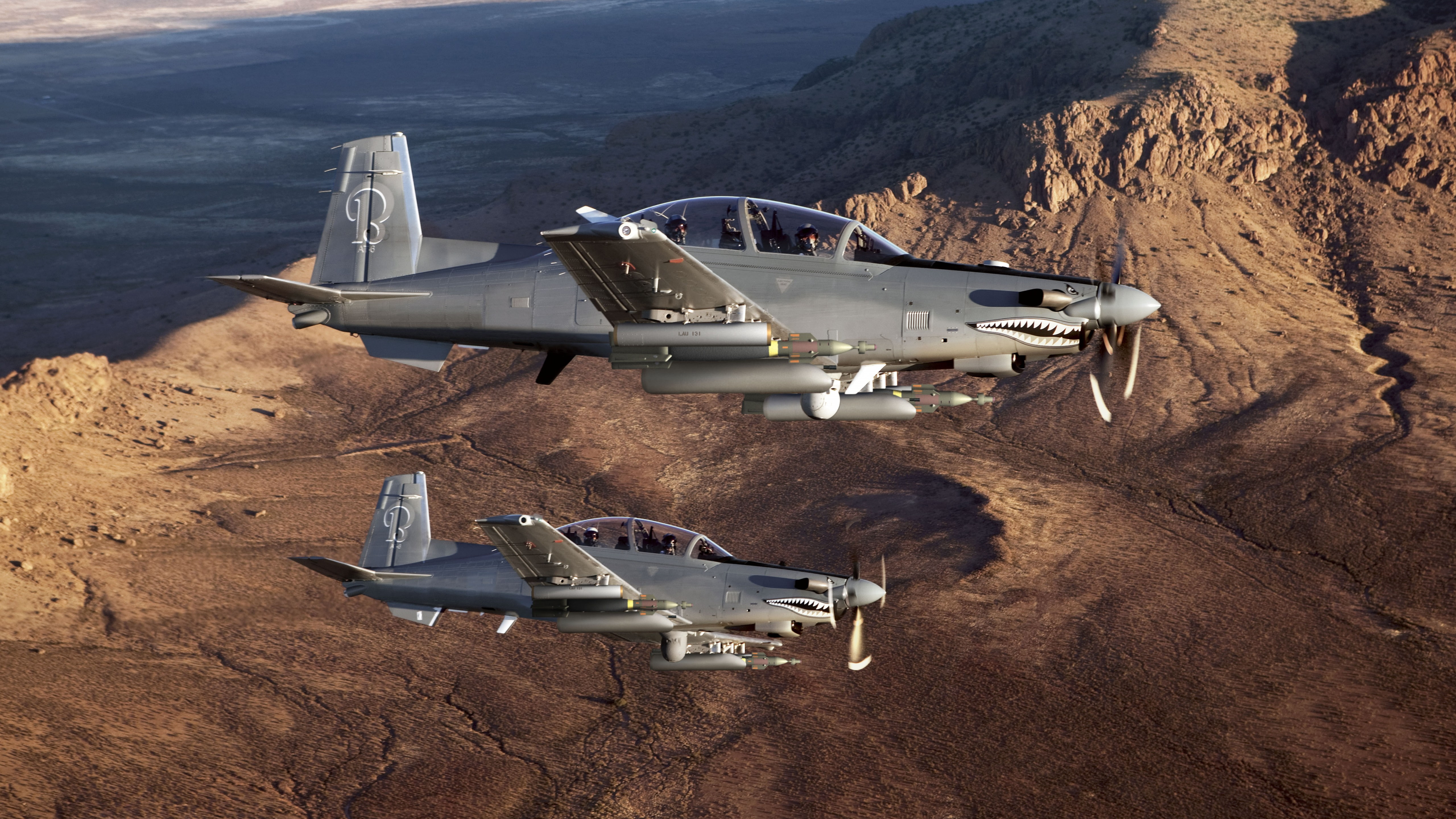 jets, 5K, USA, Light Attack Aircraft, Beechcraft AT-6, grey, two, air ...