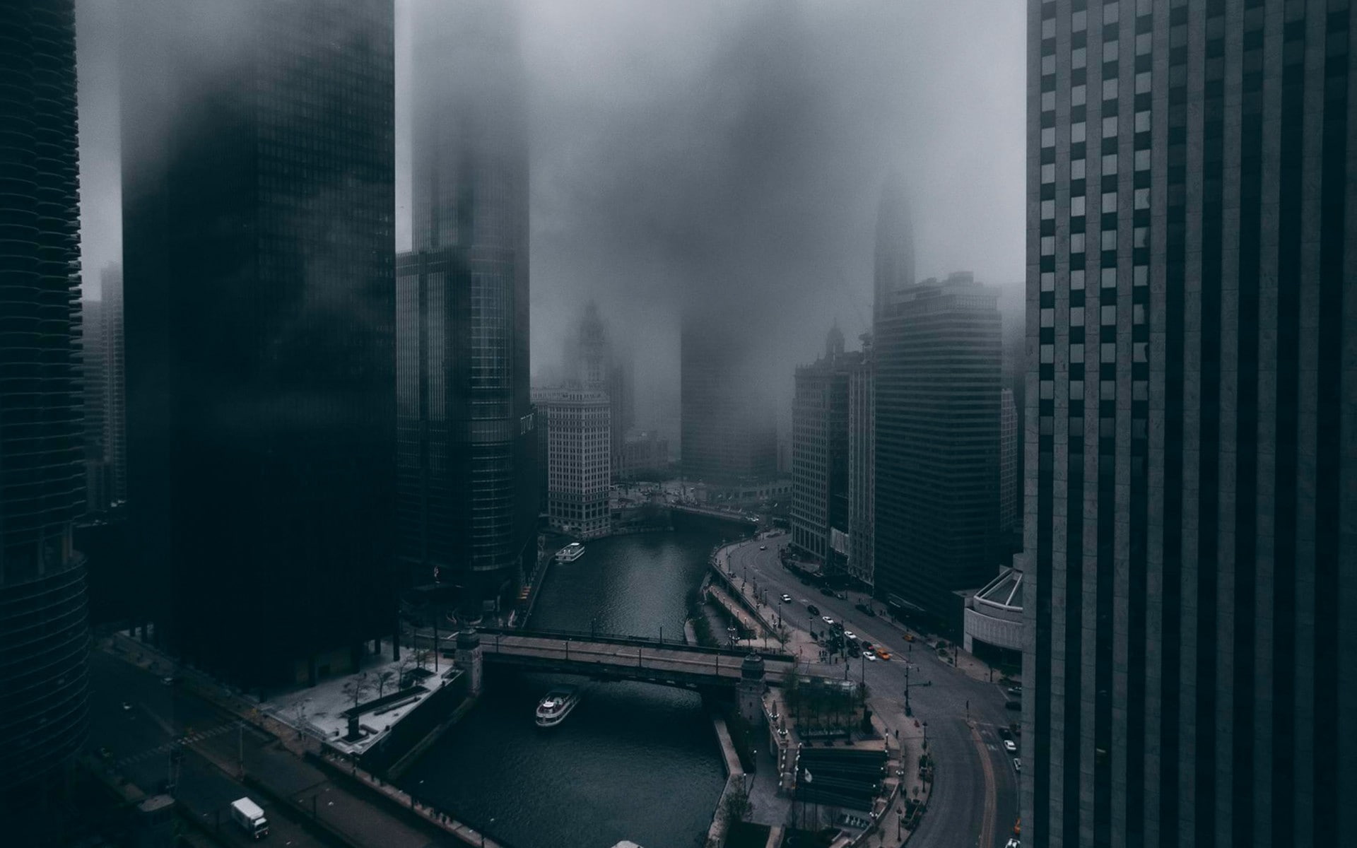 mist, Chicago, 1080P, skyline, skyscraper, city HD Wallpaper