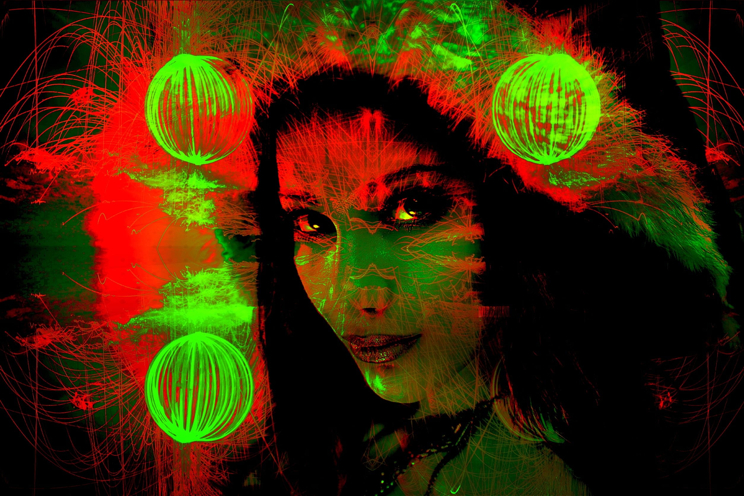 beauty, illuminated, abstract, mirrored, studio shot, one person ...