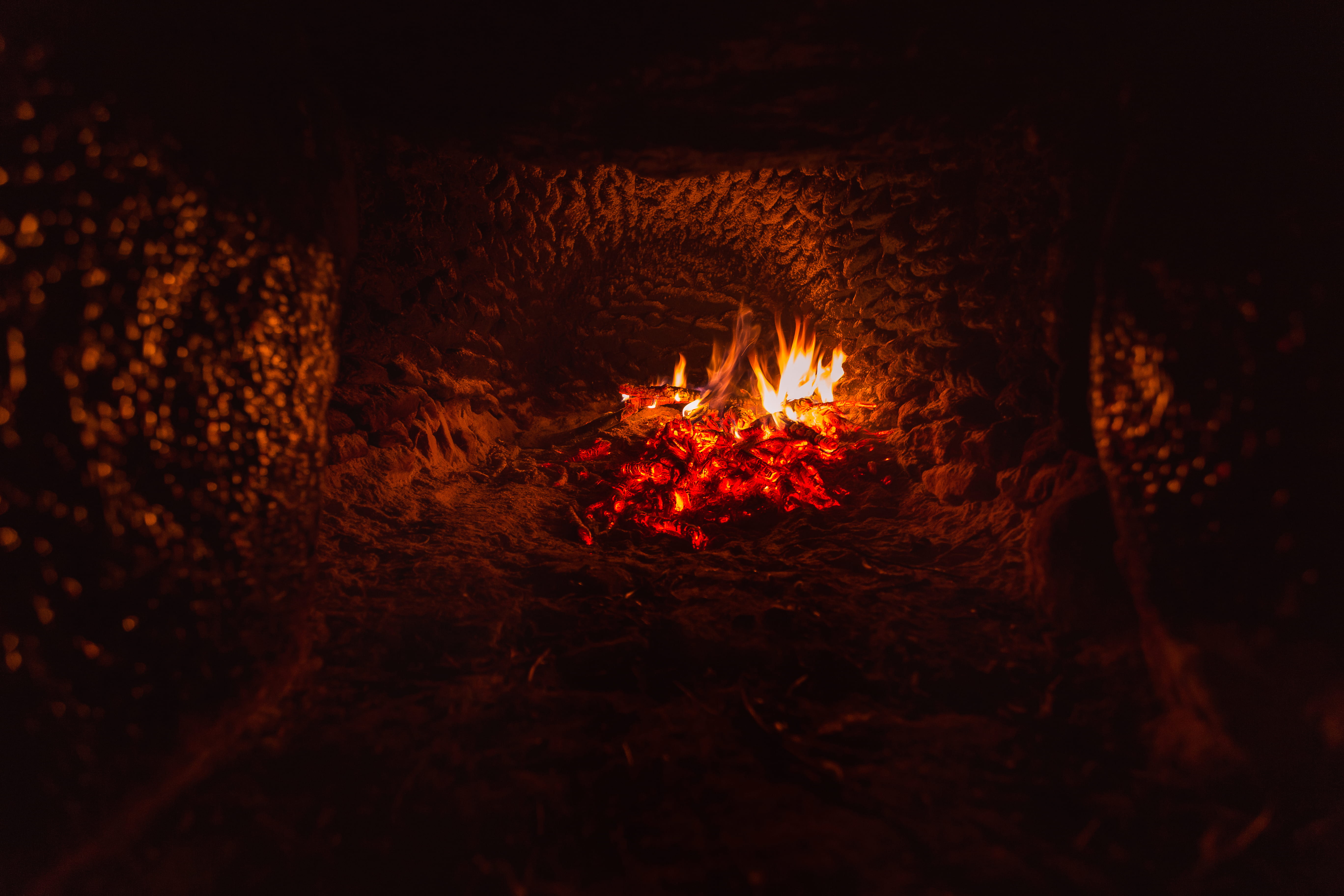 Glowing, Pit, Nature, Cave, Wood - Material, Coal, Outdoors, Burning ...