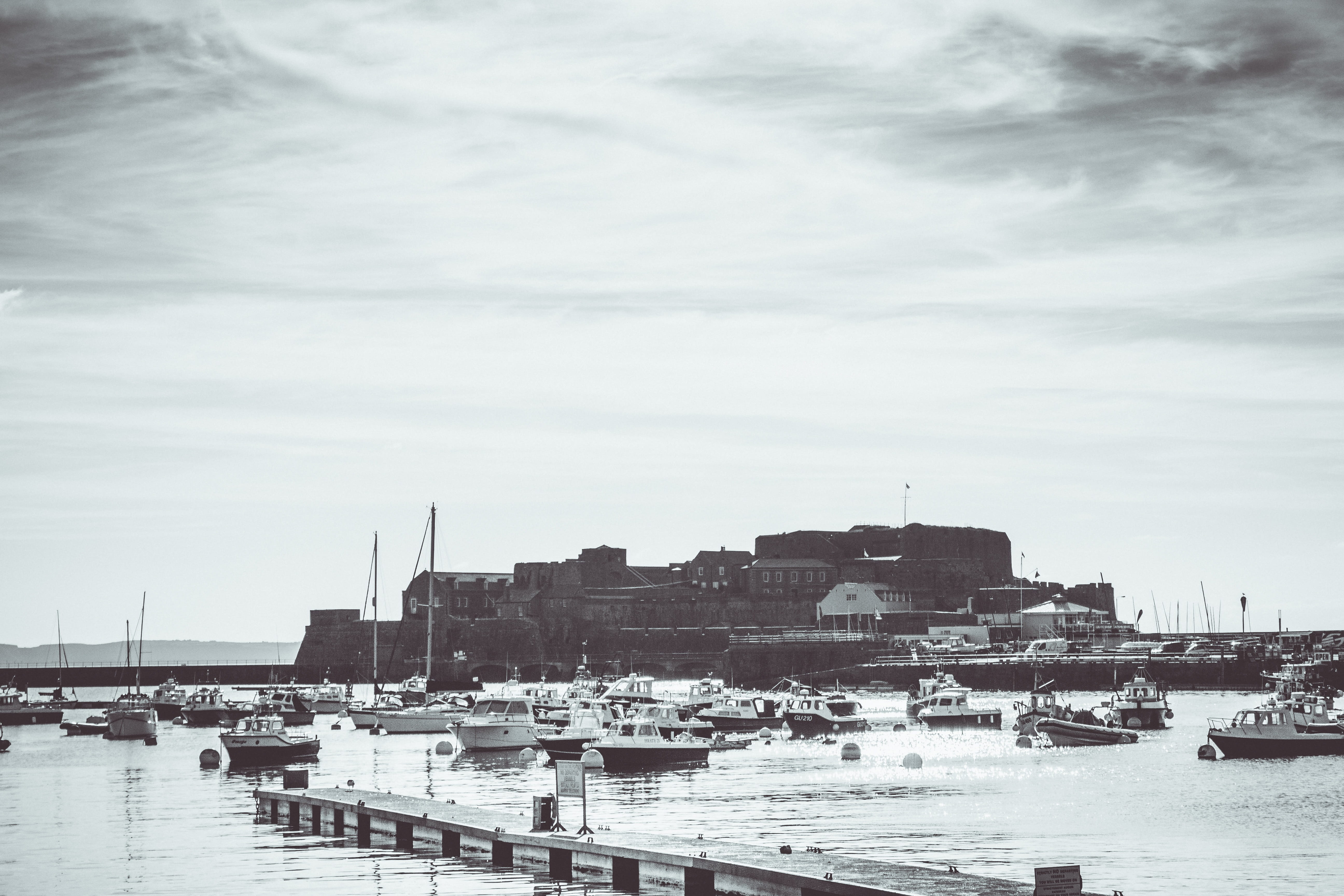 city, Guernsey, landmark, marina, moored, heritage, building, passenger ...