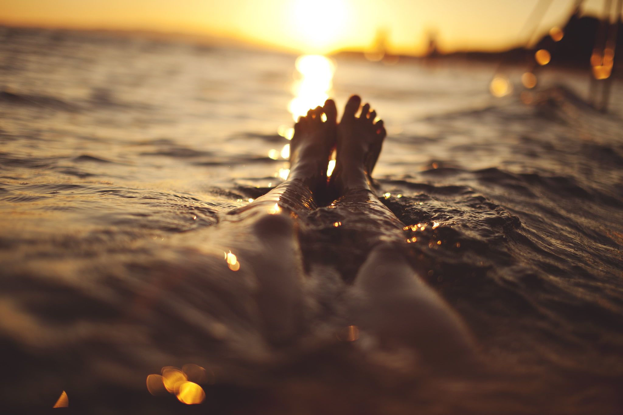 sunset, legs, legs together, smooth body, women, sun bathing ...