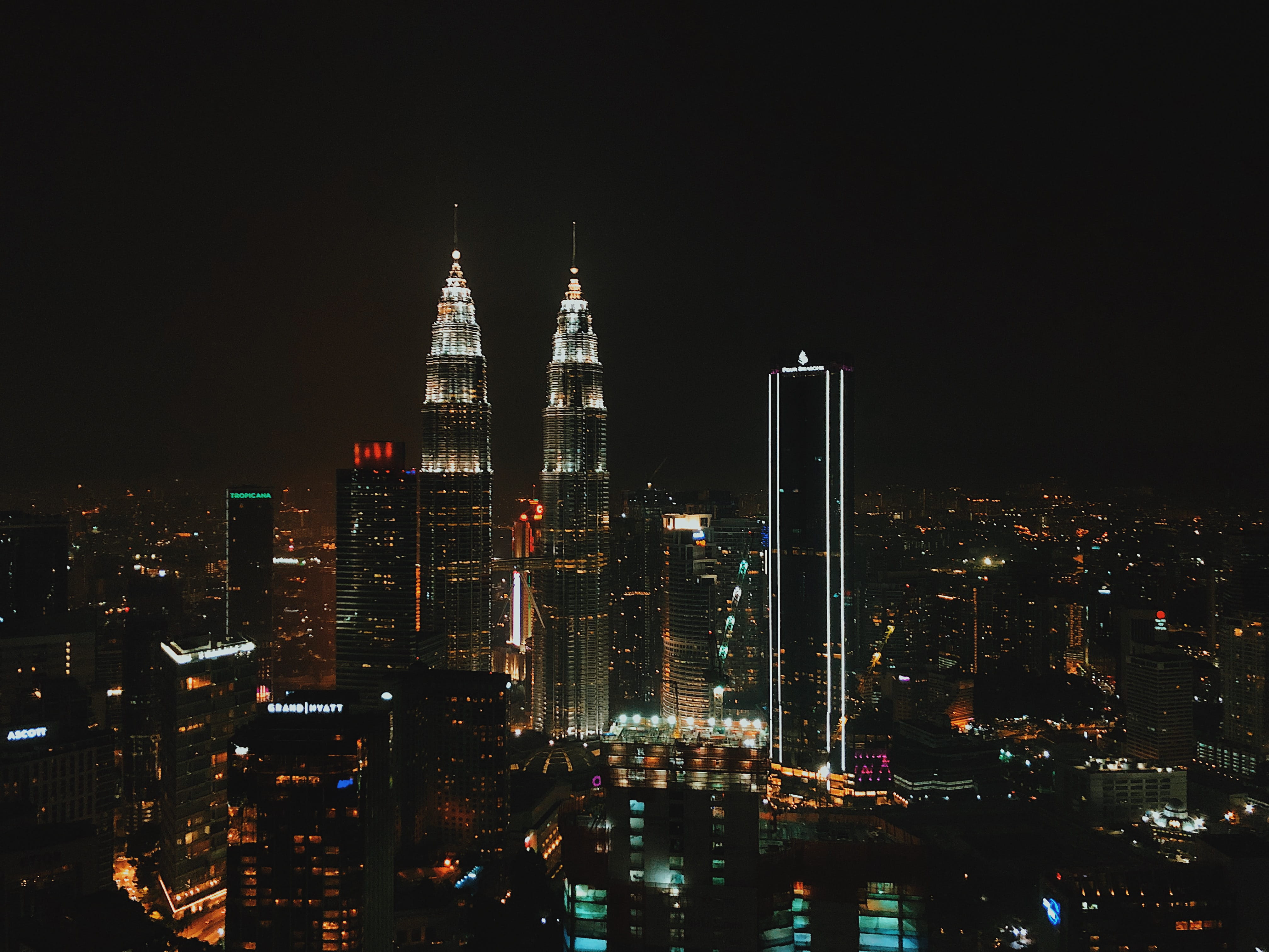 office, built structure, sky, tall - high, view, spire, night ...