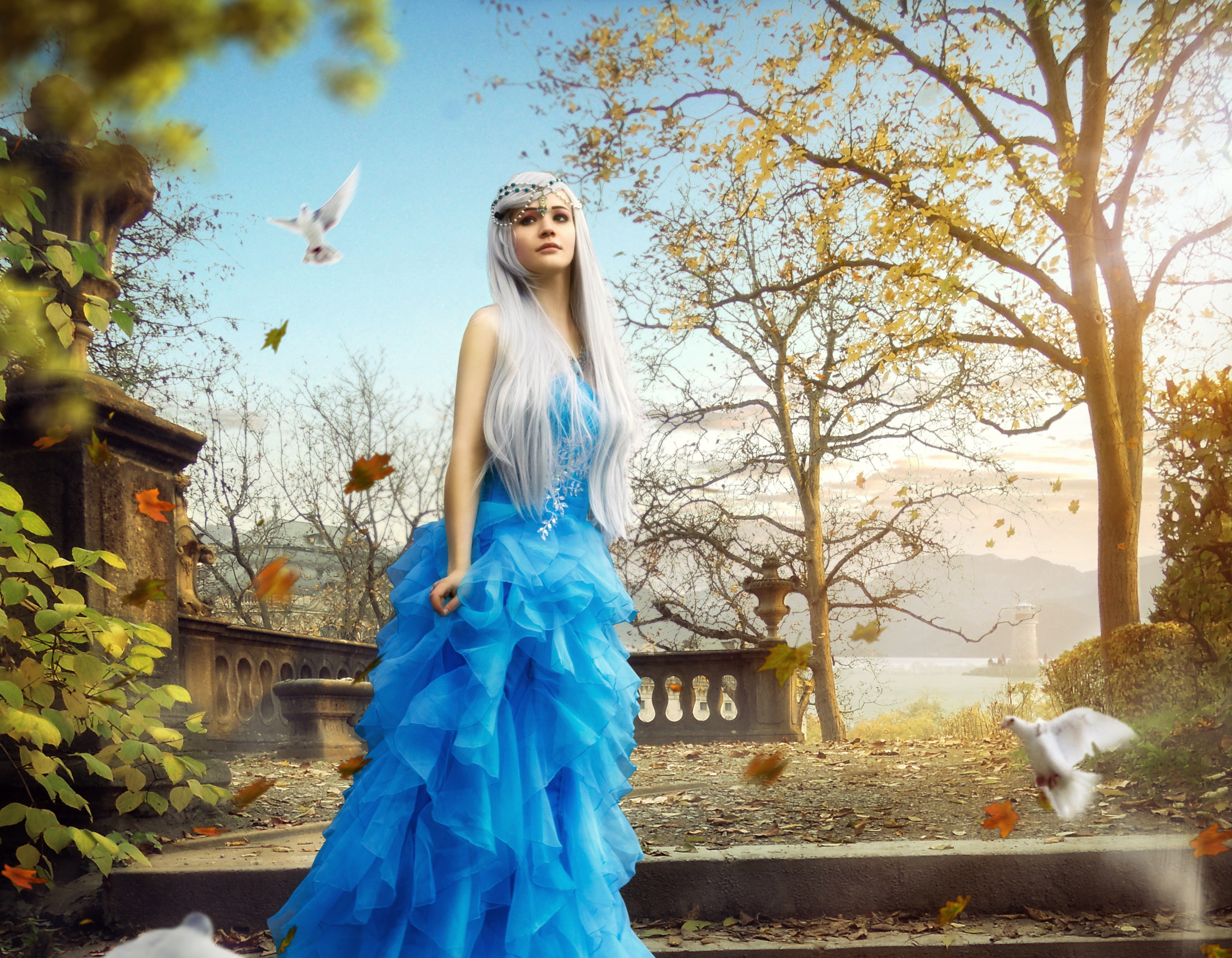 Queen, Angel, 2K, CGI, Dove, Woman HD Wallpaper