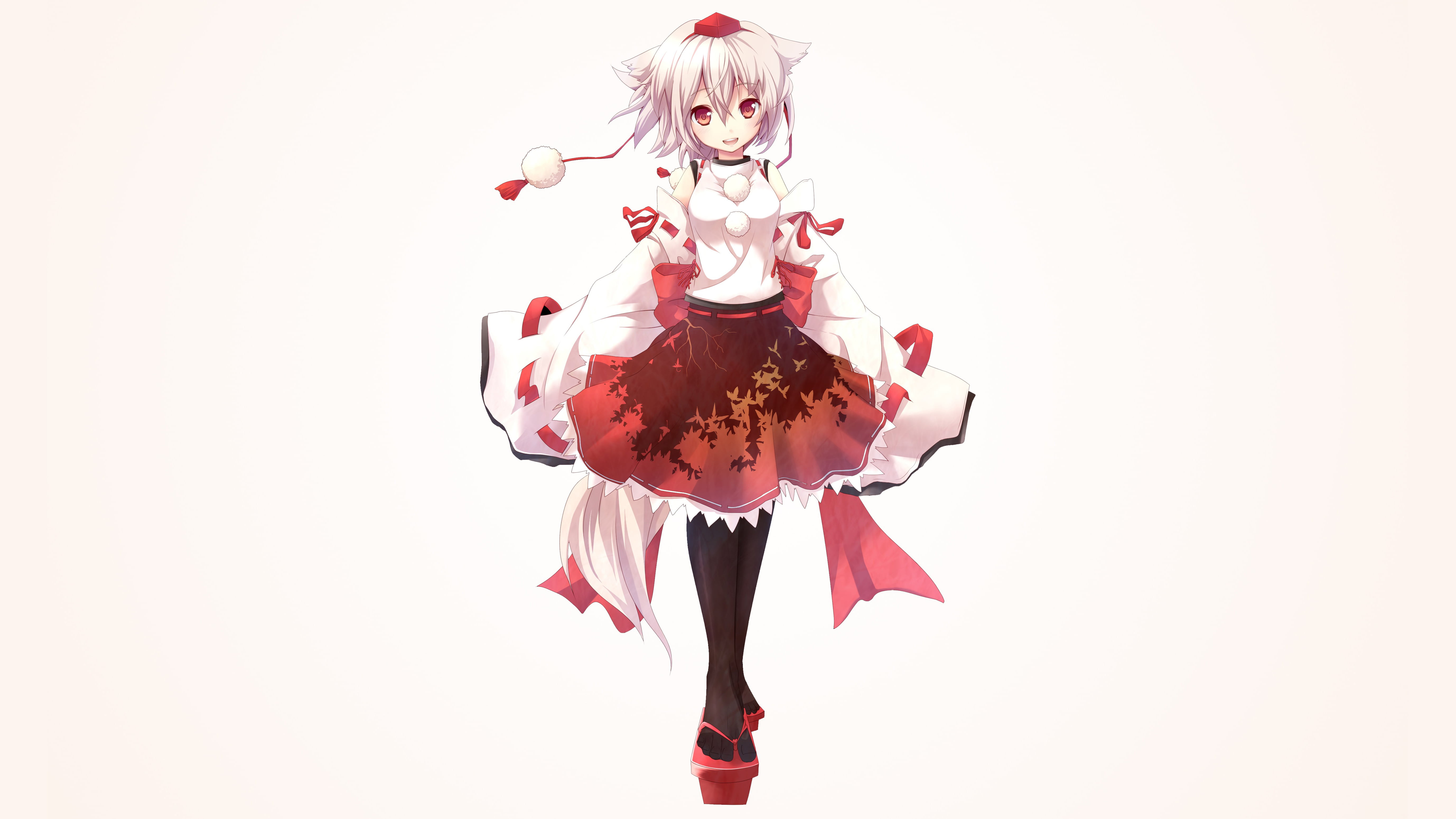 short hair, Touhou, simple background, animal ears, Japanese clothes ...