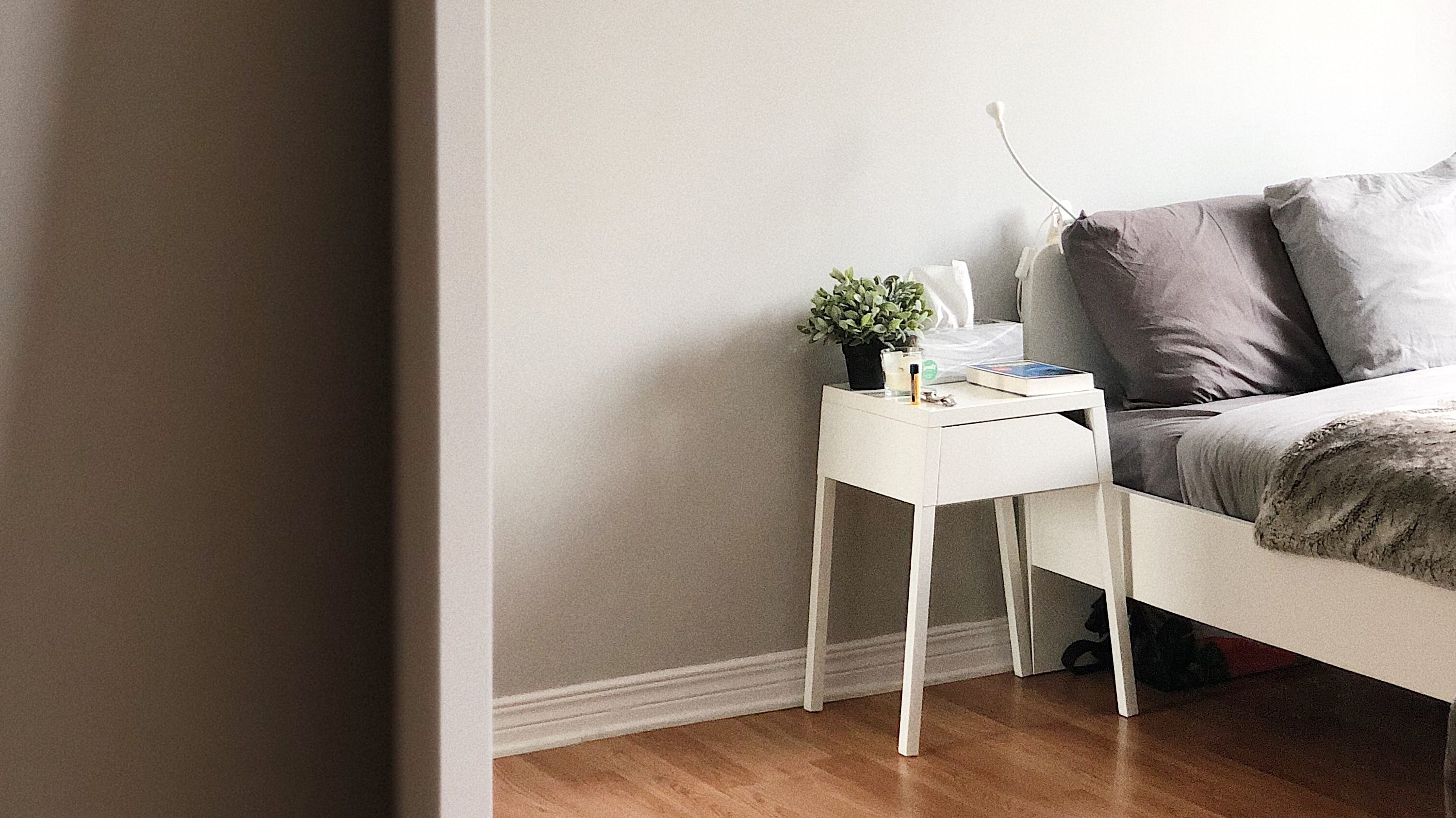 no people, minimal, nightstand, white, montreal, minimal bedroom ...