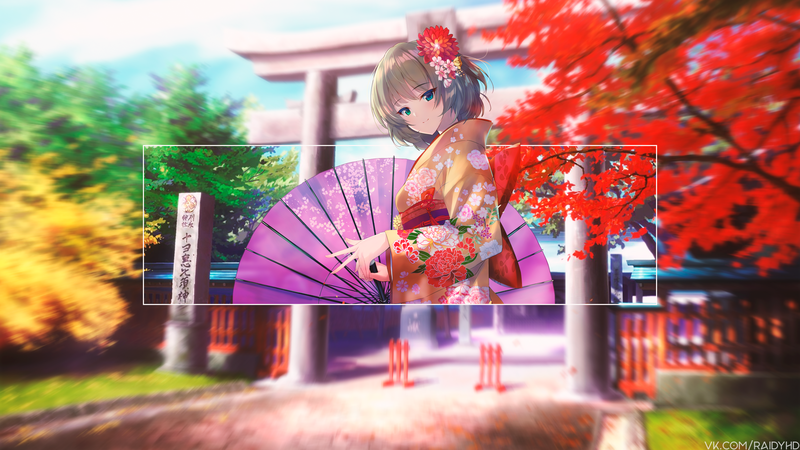 anime girls, anime, temple HD Wallpaper