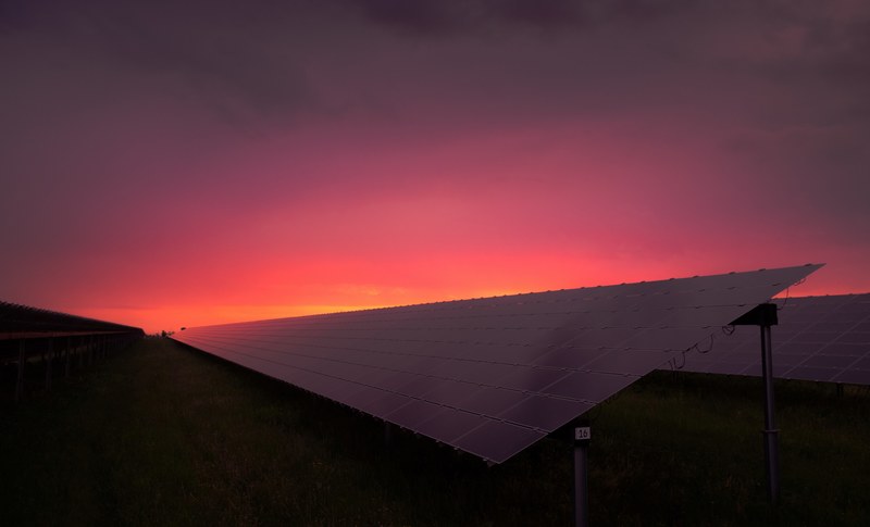 sunset solar sunrise and solar panel 4k HD Wallpaper