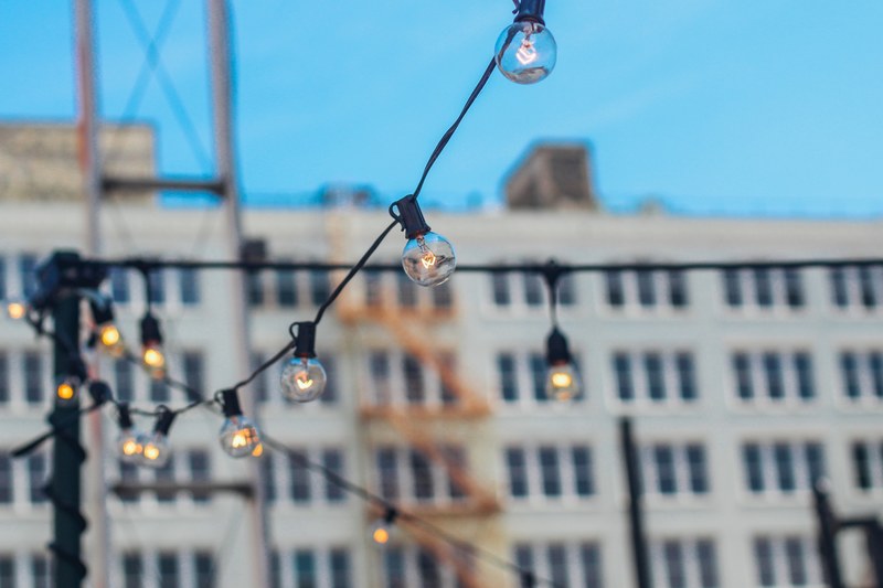 strung up lights 4k HD Wallpaper