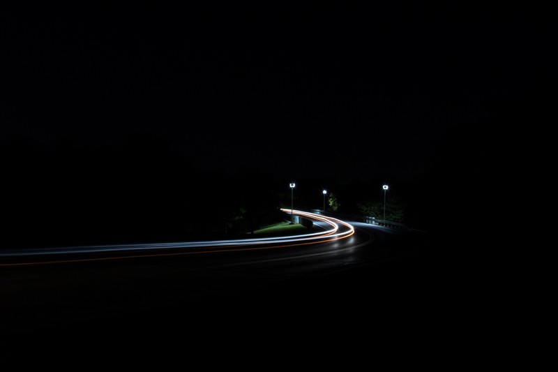 road lights dark and night 4k HD Wallpaper