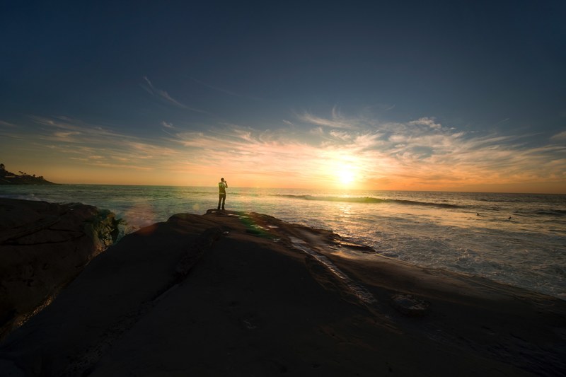 sunset sunrise person and standing 4k HD Wallpaper