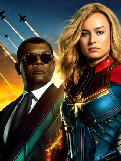 Movie Captain Marvel, Nick Fury, Samuel L. Jackson, Brie Larson ...