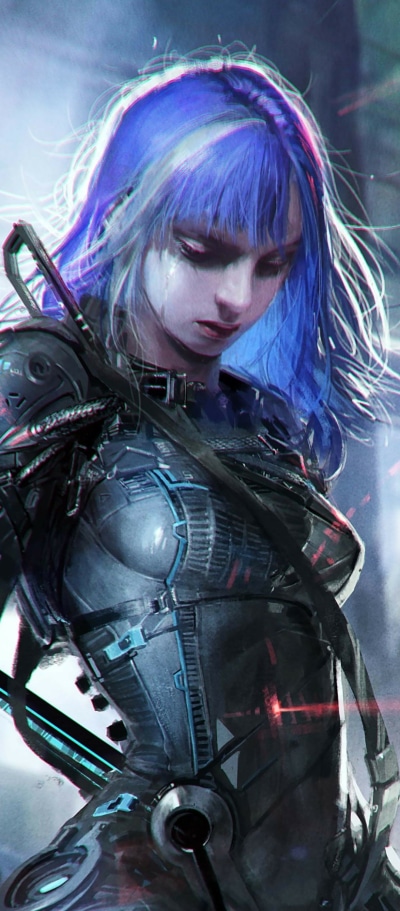 Sci Fi Women Warrior, Woman Warrior, Blue Hair, 1080x2460 Phone HD ...