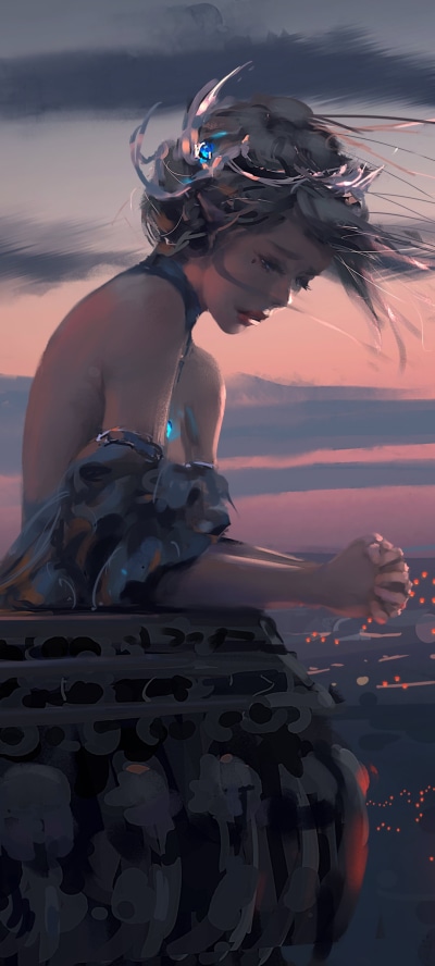 Comics GhostBlade, Princess, Grey Hair, Sad, 1080x2400 Phone HD Wallpaper
