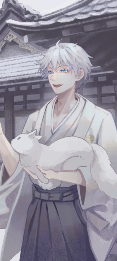 Anime Jujutsu Kaisen, White Hair, Satoru Gojo, Kimono, Blue Eyes ...