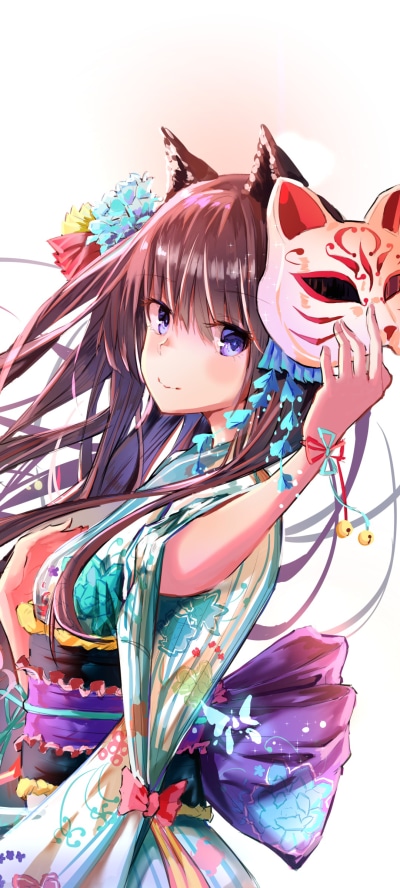 Anime Original, Animal Ears, Mask, 1080x2400 Phone HD Wallpaper