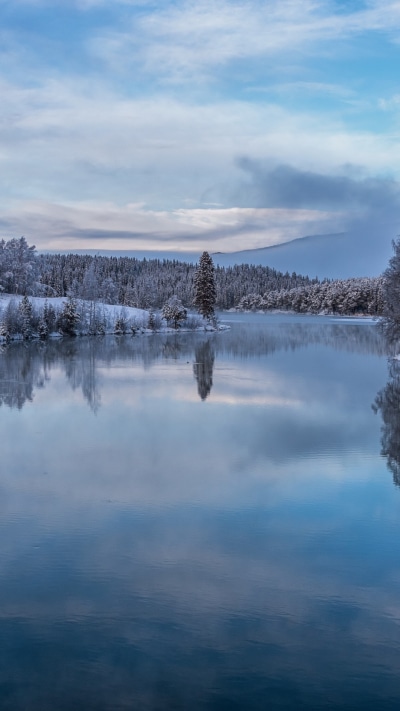 Earth Reflection, Winter, River, 1080x1920 Phone HD Wallpaper