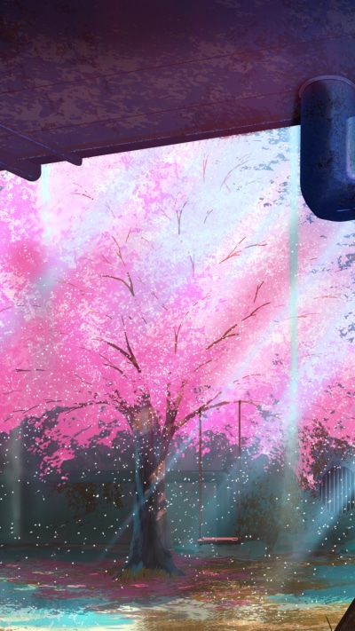 Anime Tree, Sakura, Fall, 1080x1920 Phone HD Wallpaper