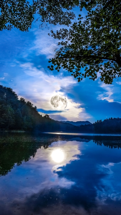Earth Reflection, River, Sky, Moon, 1080X1920 Phone Hd Wallpaper