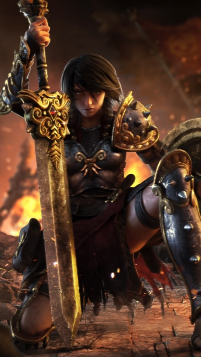 Video Game Smite, Woman Warrior, Shield, Bellona (Smite), Sword ...