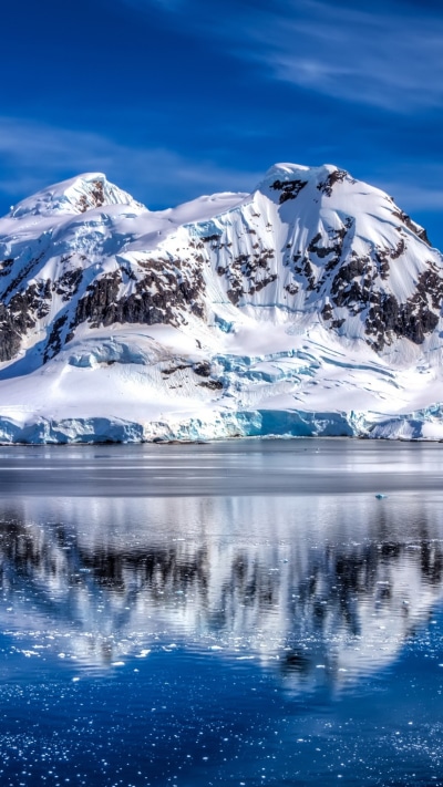 Earth Reflection, Snow, Water, Mountain, Blue, 1080x1920 Phone HD Wallpaper