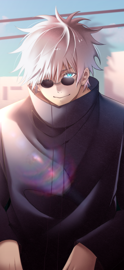 Anime Jujutsu Kaisen, White Hair, Satoru Gojo, School Uniform, 828x1792 ...