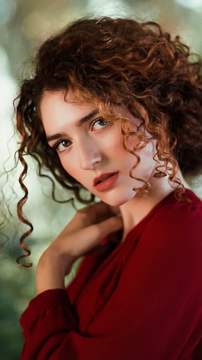 Women Model, Bokeh, Curl, Redhead, Lipstick, 750x1334 Phone HD Wallpaper