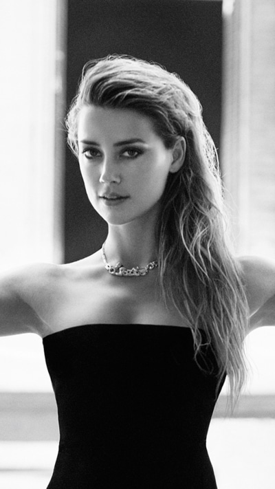 Celebrity Amber Heard, Black and White, Long Hair, American, Actress ...