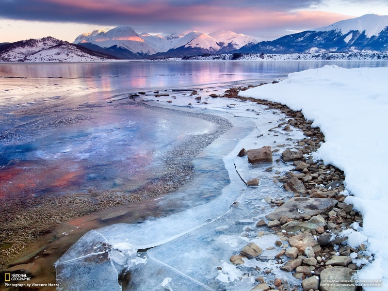 mountain, floating on water, mountains, frozen water, 720P, nature ...