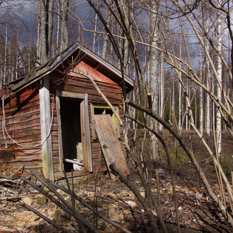 cabin, building, land, tree, wood - material, hut, collapsed, outdoors ...