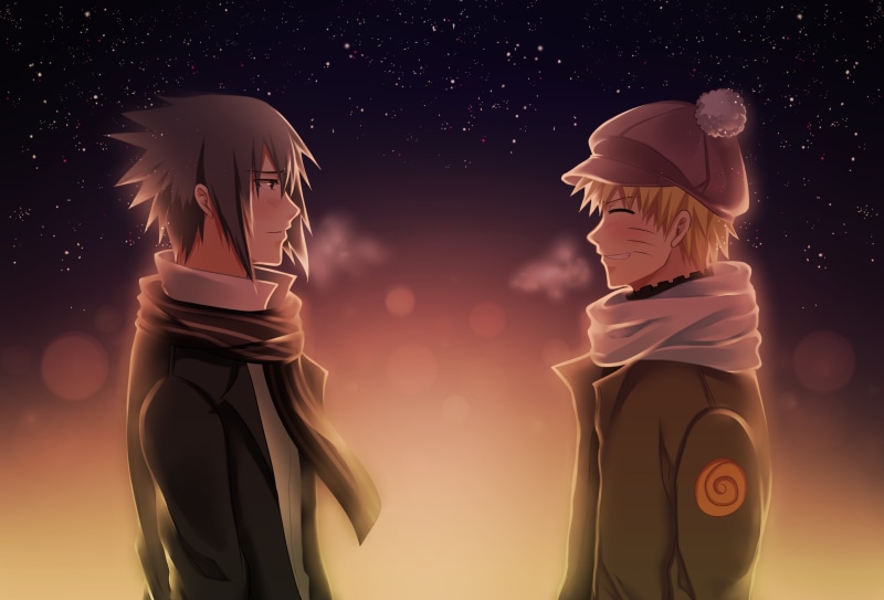 nature, face to face, side view, night, 2K, shinobi, young men, female ...