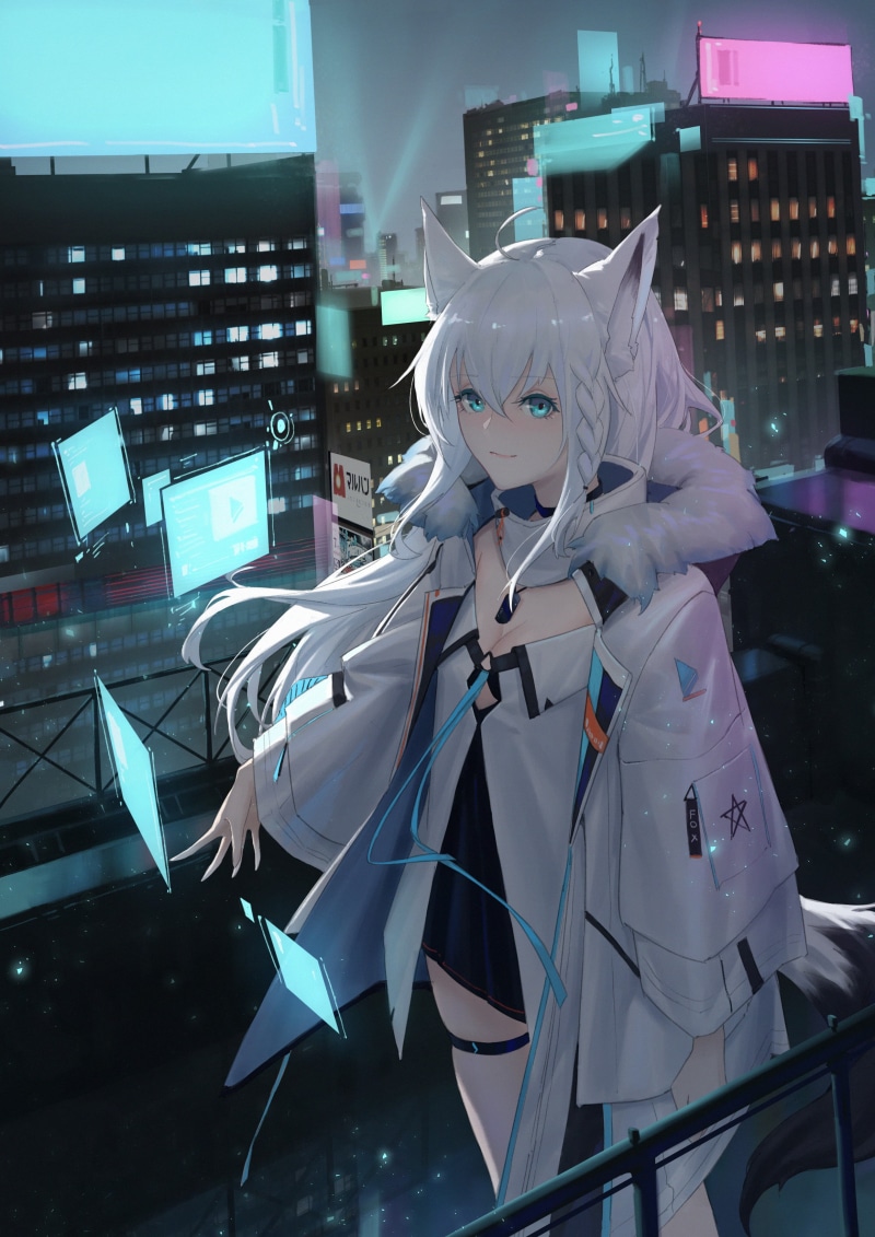 anime girls, Shirakami Fubuki, Hololive, AreaAaron, anime, 2K, fox ears ...