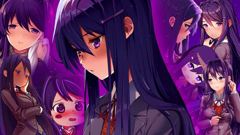 anime girls, Doki Doki Literature Club, DDLC, purple hair, Yuri (Doki ...