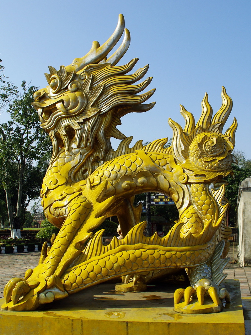 yellow dragon, asia, sky, nature, booed, cultures, gold colored ...