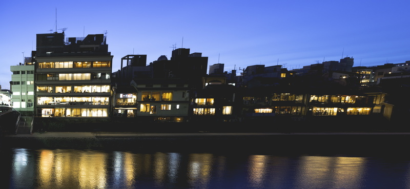 water, residential district, waterfront, kyoto, sky, sunset, 8K, nature ...