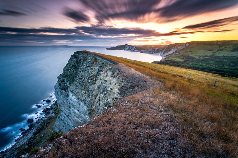 Dorset Coast, Gad Cliff, Long Exposure, 8K, Jurassic Sunset Hd Wallpaper