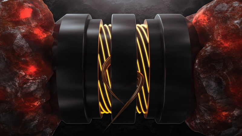 1080P, metal, crystal, red, complexity, side by side, glowing, studio ...