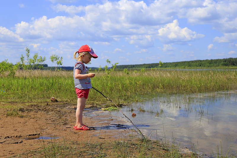 one person, beautiful, summer, joy, field, small, full length, poking ...