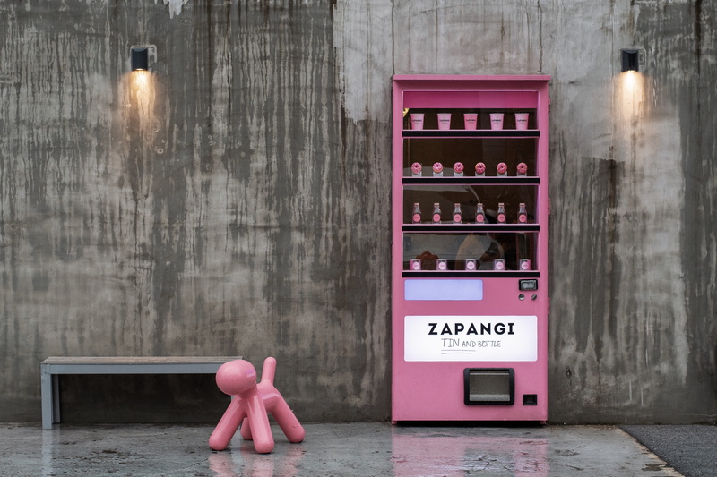 vending, outdoors, wall - building feature, text, pink, one person, 4K ...