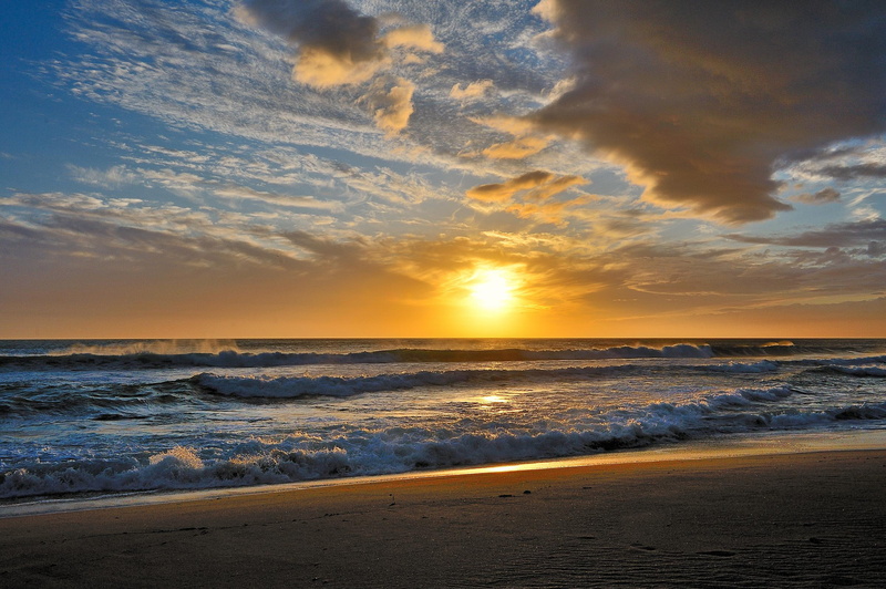 shore, 2K, beach, sunrise, sunset, 3d and abstract, beautiful HD Wallpaper