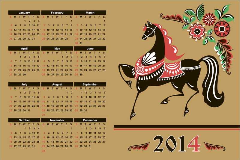 2014, 5K, loshadi, kalendar, god loshadi, god, calendar HD Wallpaper